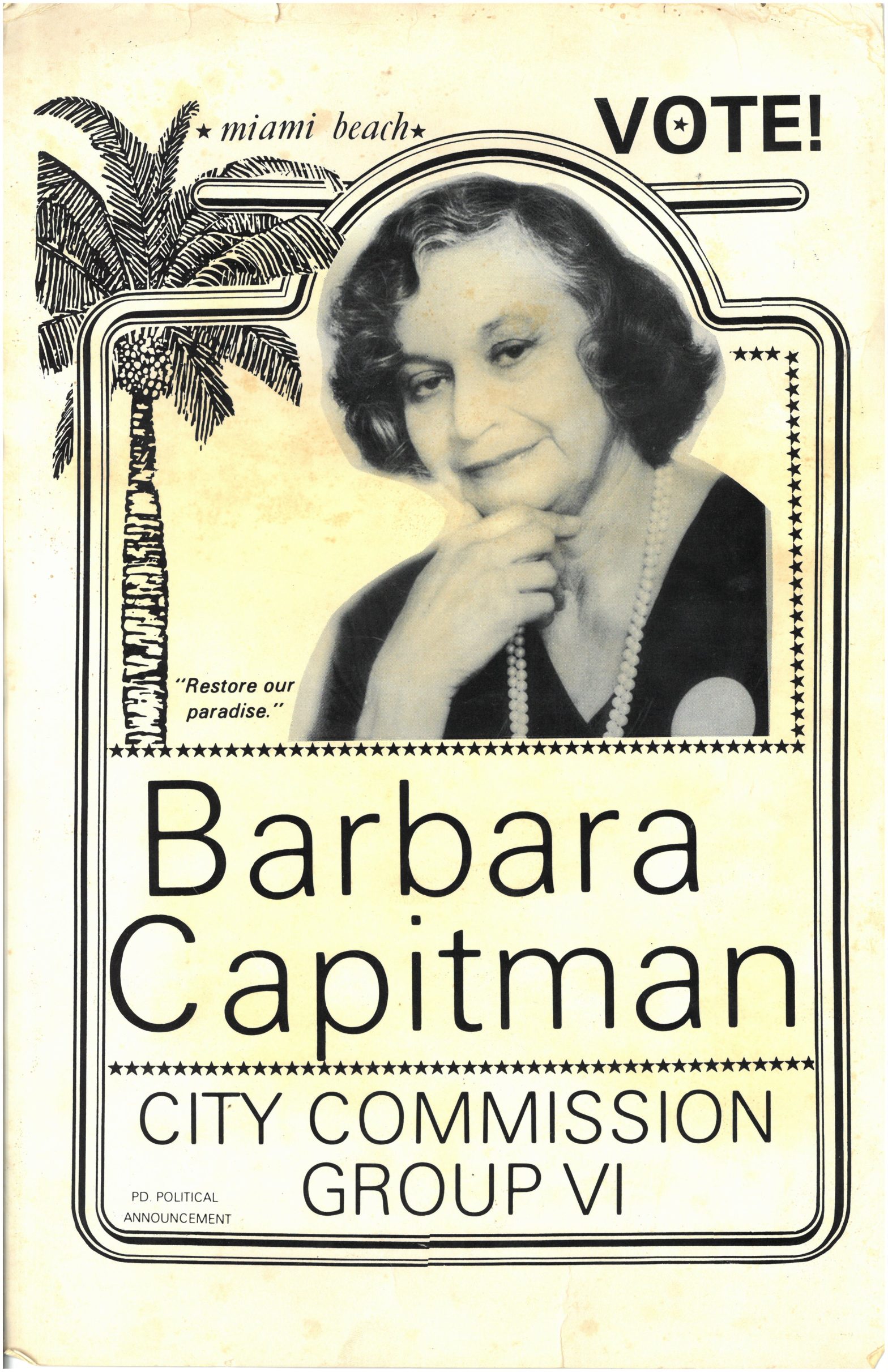 Barbara Baer Capitman's Run For Commissioner - Miami Design ...